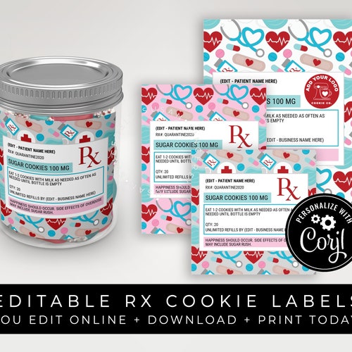 Printable Rx Label for Cookie prescription Jar - Etsy