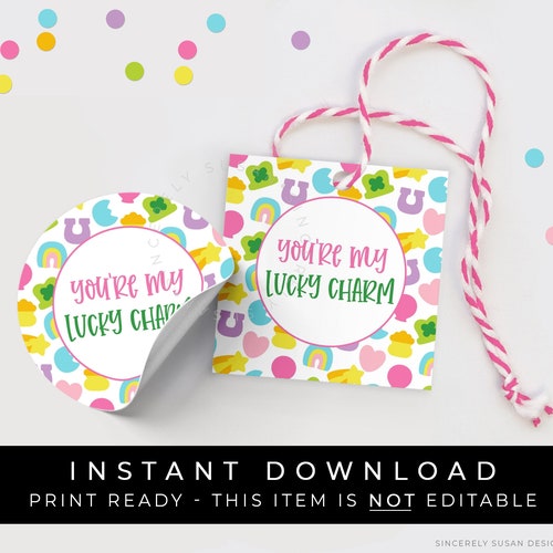 Instant Download You Are Cereal-sly My Lucky Charm Cookie Tag | Etsy