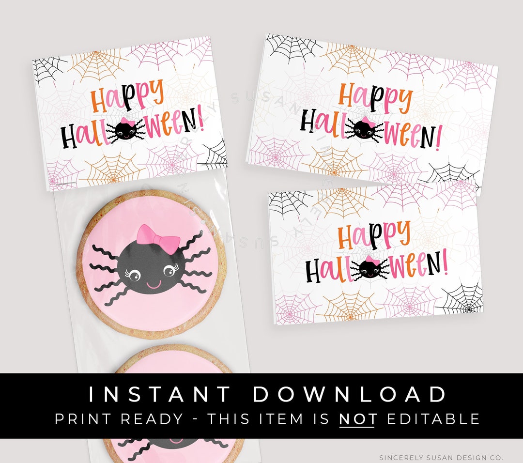 Instant Download Pink Halloween Spider Bag Topper, Happy Halloween ...