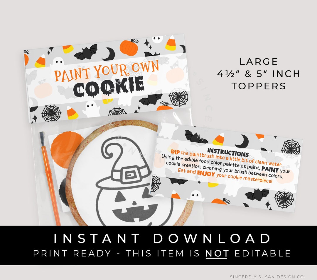 Instant Download Large Halloween Paint Your Own Cookie Bag Topper ...