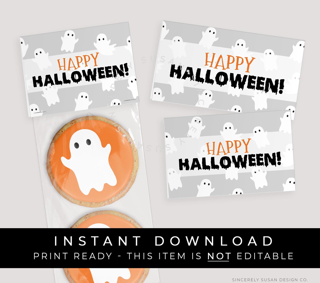 Instant Download Ghost Halloween Bag Topper, Happy Halloween Ghost Boo ...