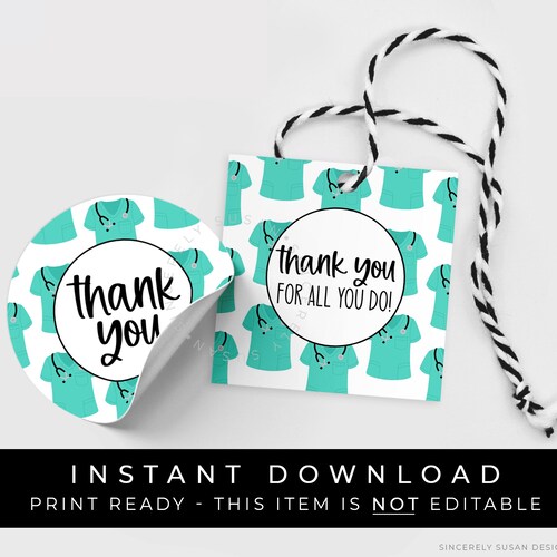 PRINTABLE Thank You Appreciation Gift Tag for Nurse Doctor - Etsy