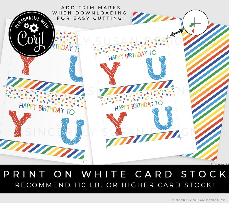 CUSTOMIZABLE Happy Birthday Mini Cookie Cards Rainbow | Etsy