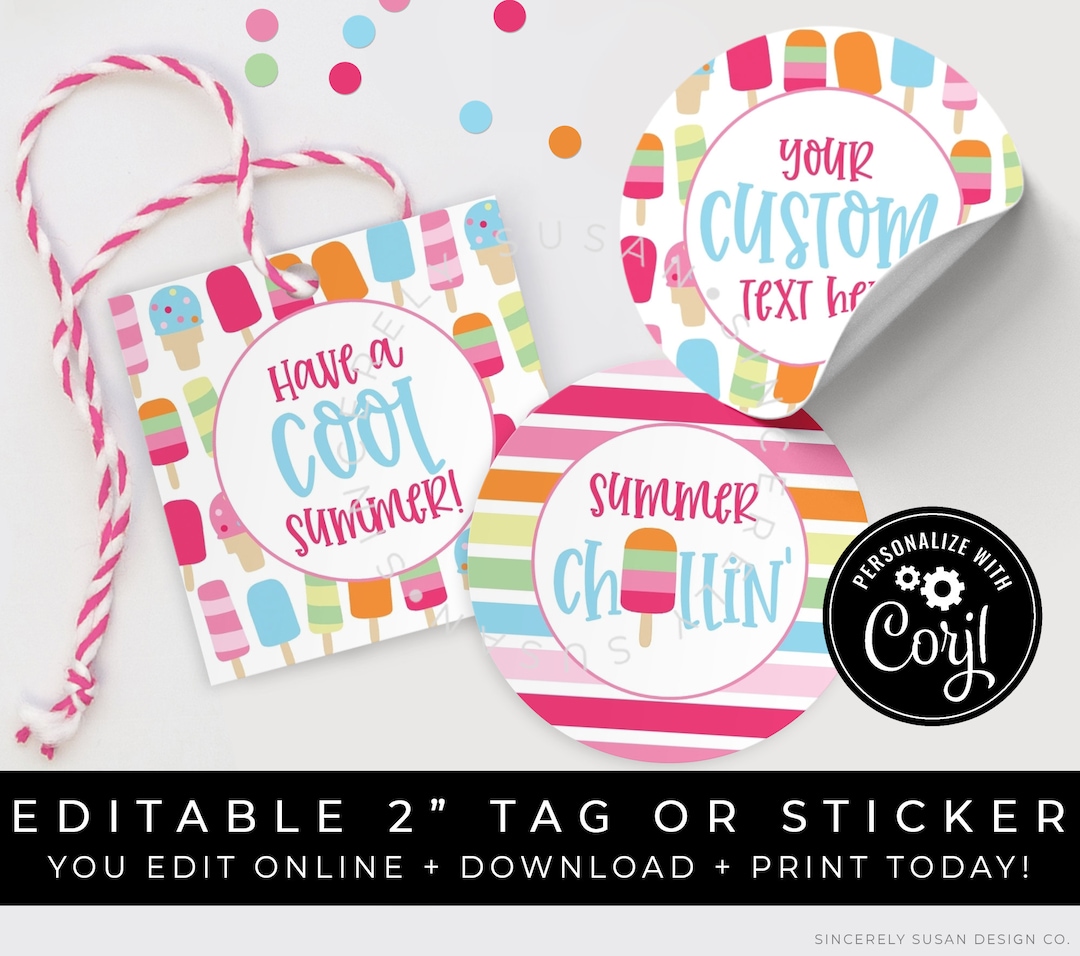 CUSTOMIZABLE Popsicle Tag, Have a Cool Summer Chillin' Cookie Tag ...