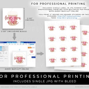 Instant Download Love You a Latte Valentine Cookie Tag Printable ...