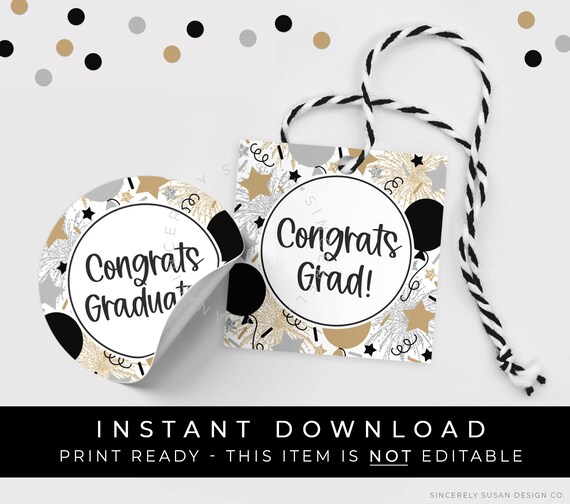 Instant Download Congrats Grad Tag Congratulations Graduate - Etsy