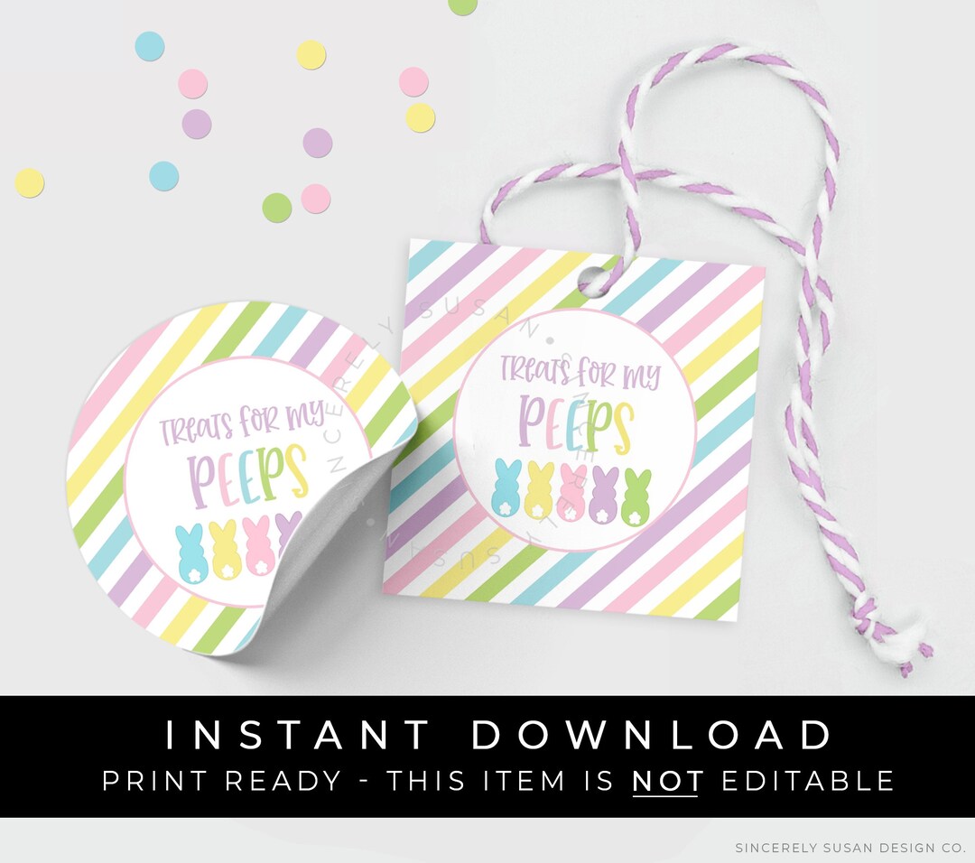 Instant Download Treats for My Peeps Easter Bunny Cookie Tag or Sticker ...