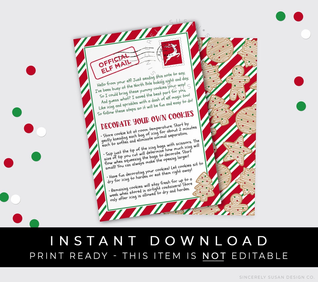 Instant Download Christmas DIY Cookie Decorating Kit Instructions ...
