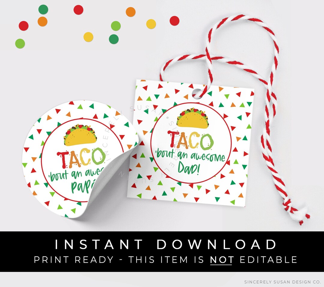 Instant Download TACO Bout an Awesome Dad Papá Tag, Taco Father's Day ...