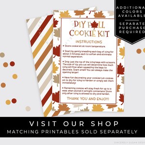 CUSTOMIZABLE Fall DIY Cookie Kit Instructions Printable Card, Fall ...