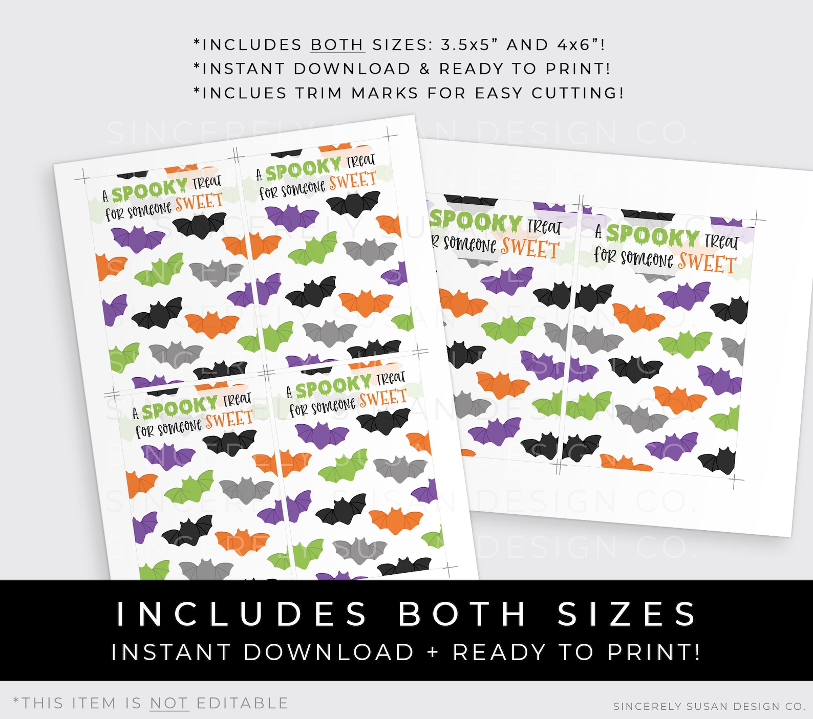 Instant Download Halloween Bats Cookie Card Printable, Halloween Spooky ...