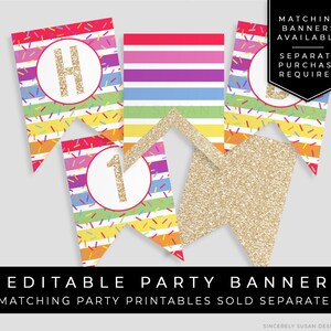 Rainbow Birthday Invitation Confetti Sprinkles Editable Printable Girl ...