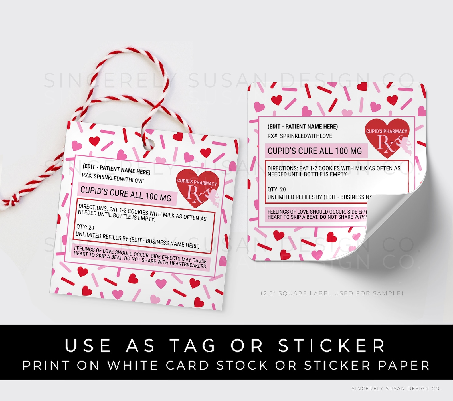 CUSTOMIZABLE Cupid's Pharmacy Cookie Prescription Label RX Cookie ...