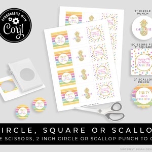 Pineapple Birthday Cupcake Toppers Rainbow Party Decorations Printable ...