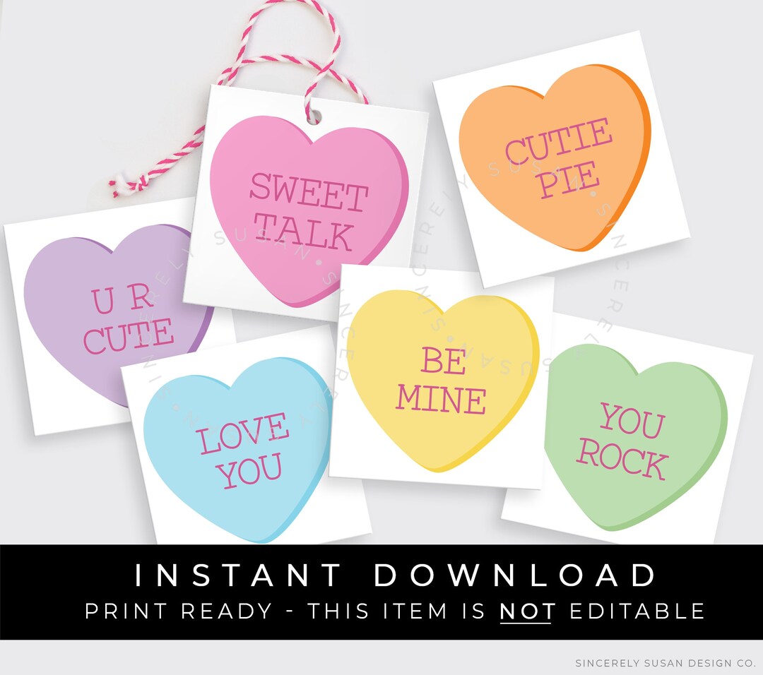Instant Download Valentine's Day Cookie Tag, Printable Rainbow Candy ...