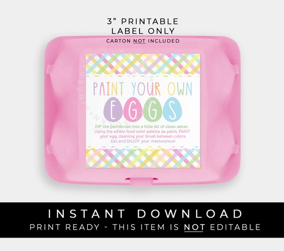 Instant Download PYO Easter Egg Carton Sticker Label Square - Etsy