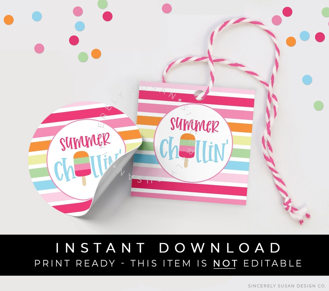 Instant Download Popsicle Tag, Summer Chillin' Cool Printable Tag ...