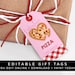Pink Valentine's Day Pizza Party Favor Tag, Heart Pizza Kids Classroom ...