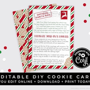 CUSTOMIZABLE Christmas DIY Cookie Decorating Kit Instructions Printable ...
