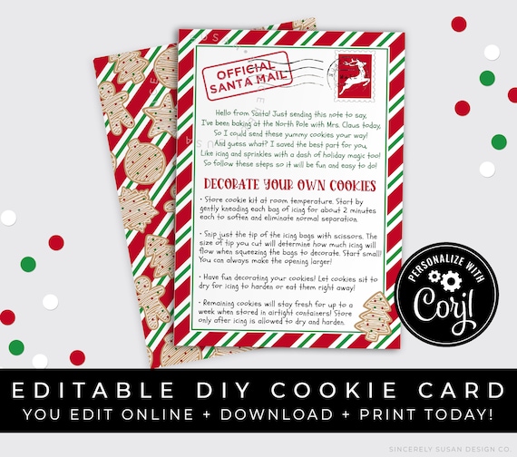 CUSTOMIZABLE Christmas DIY Cookie Decorating Kit Instructions - Etsy