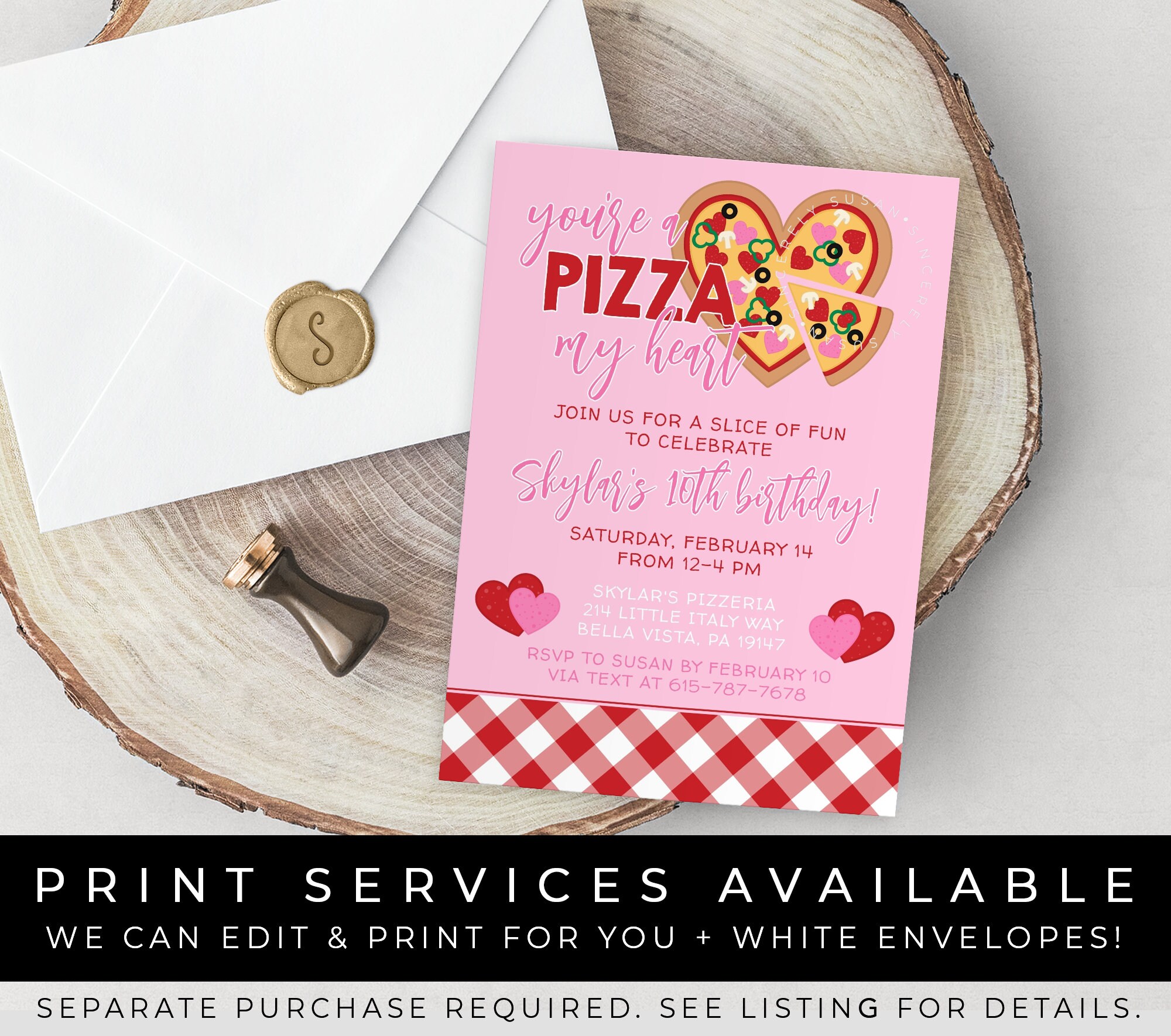 Valentine's Day Pizza Party Invitation Pink Pizza | Etsy