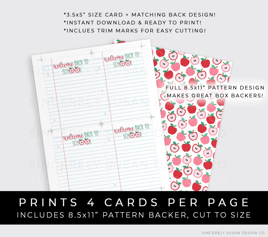 Instant Download Welcome Back to School Cookie Card Printable | Etsy