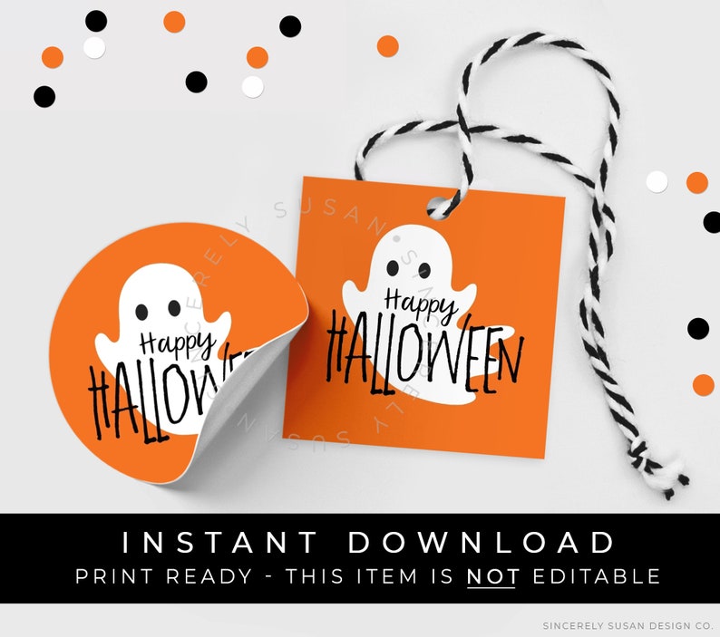 Instant Download Ghost Halloween Tag Happy Halloween - Etsy
