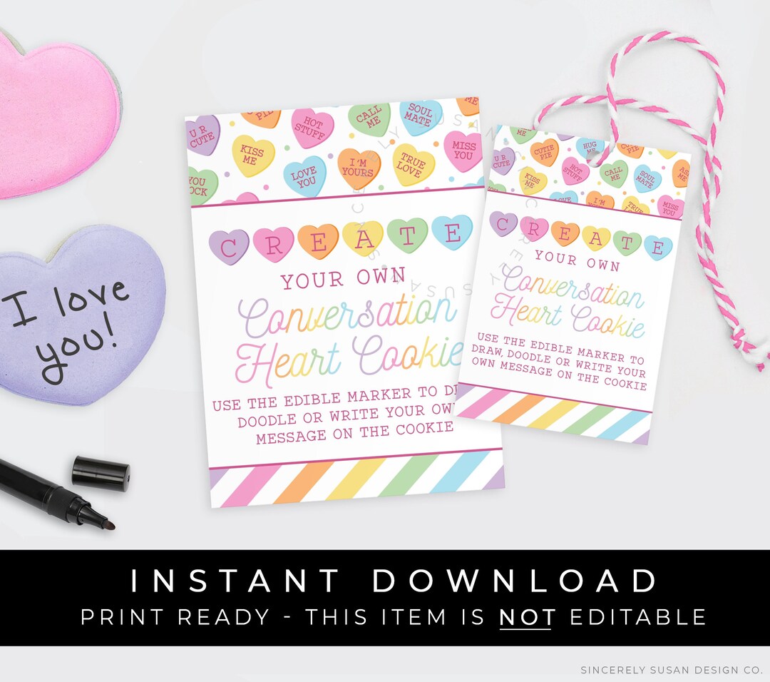 Instant Download Valentine's Day Create Your Own Candy Heart Tag ...