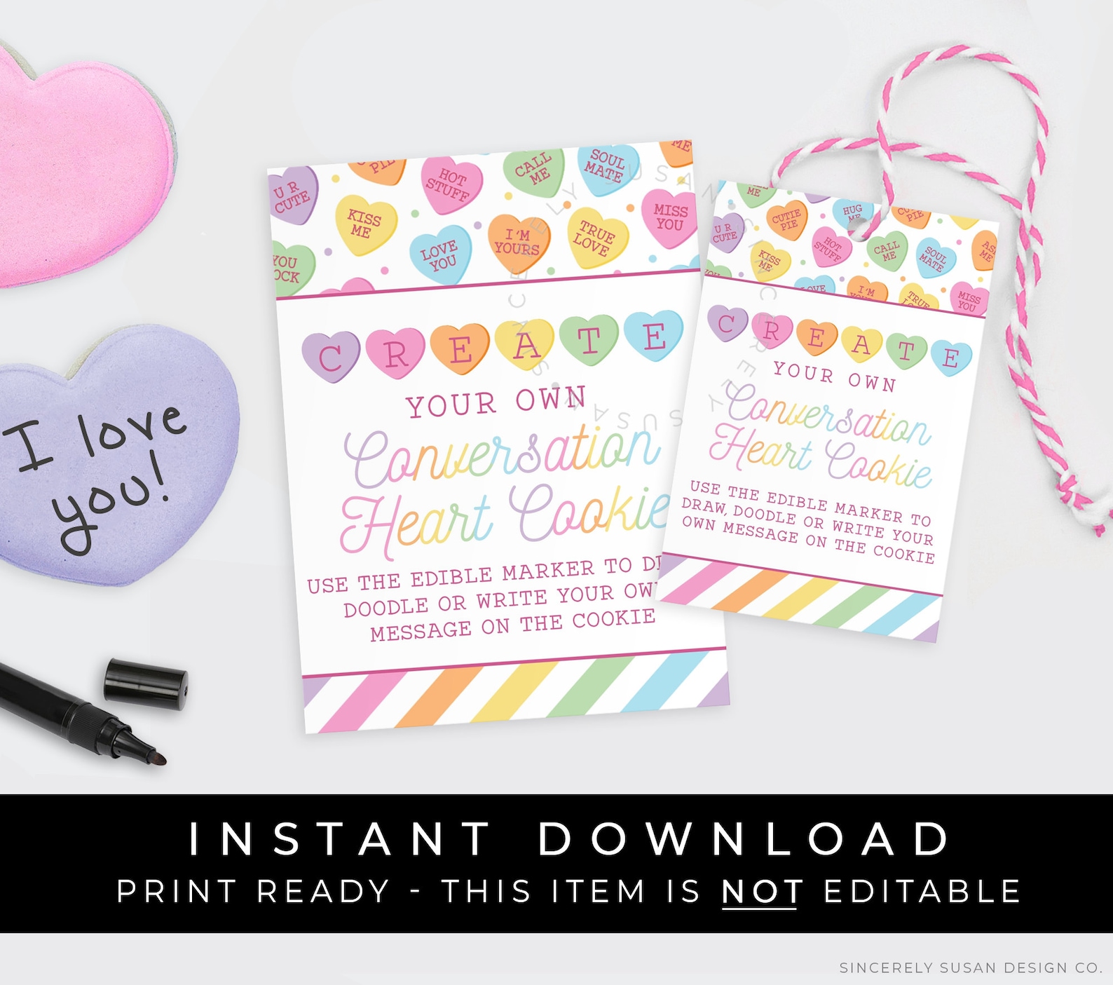 Instant Download Valentine's Day Create Your Own Candy Heart Tag ...