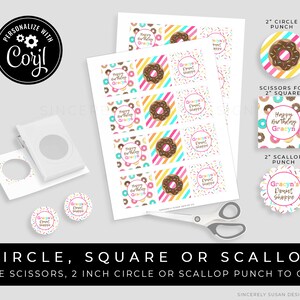 Donut Birthday Cupcake Toppers Printable Party Decorations Rainbow ...