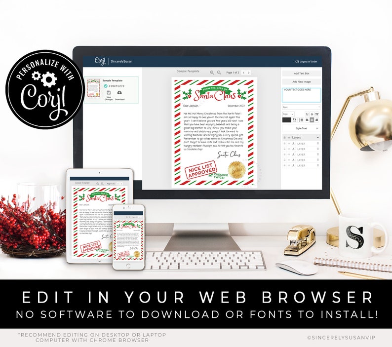 Editable Letter From Santa Kit Holiday Printable Personalized - Etsy