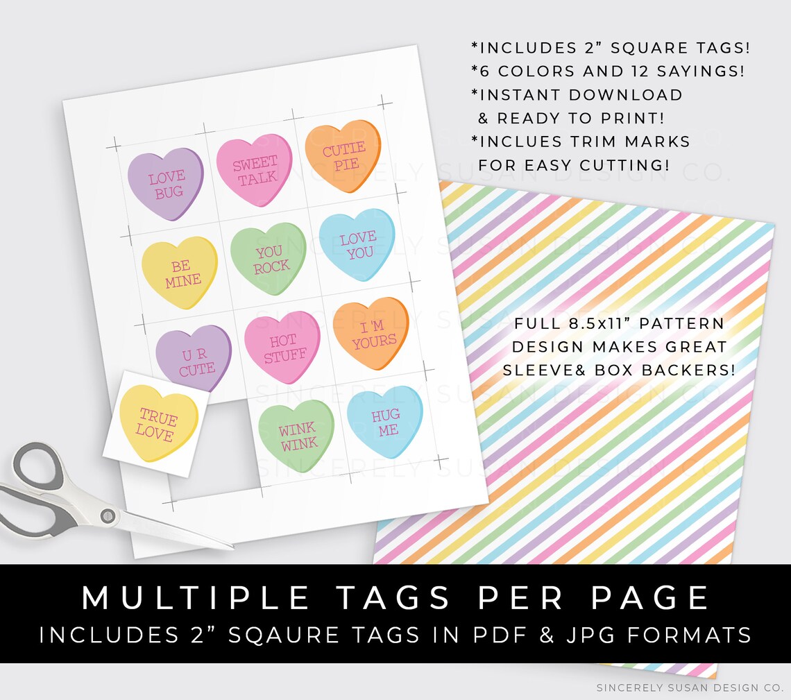 Instant Download Valentine's Day Cookie Tag Printable | Etsy