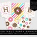 Editable Donut Sign Birthday Printable Party Decorations Rainbow ...