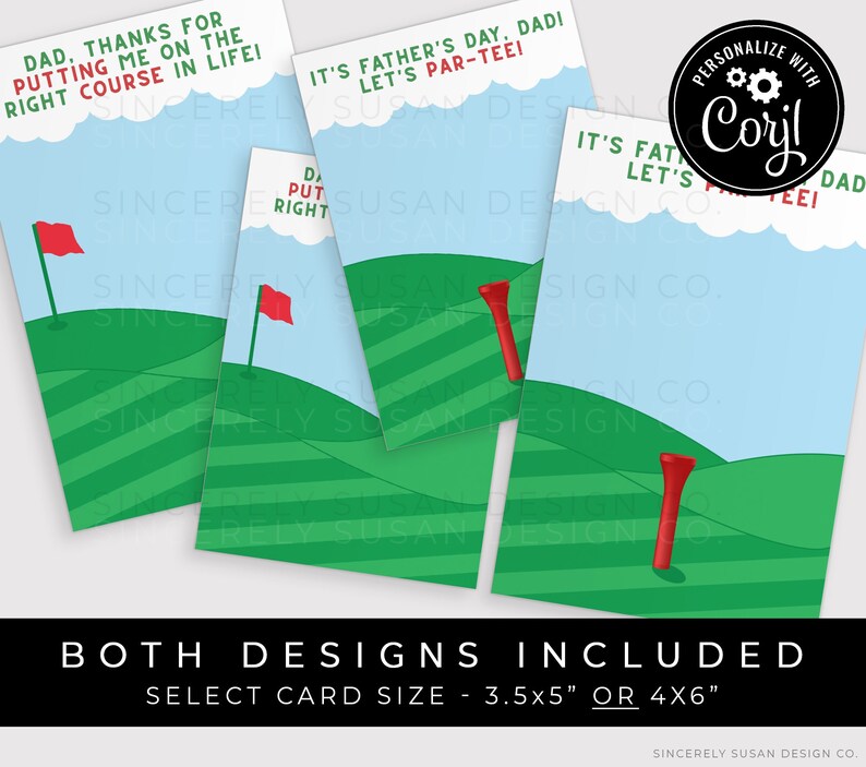 CUSTOMIZABLE Golf Cookie Cards, Personalized Printable Father's Day ...