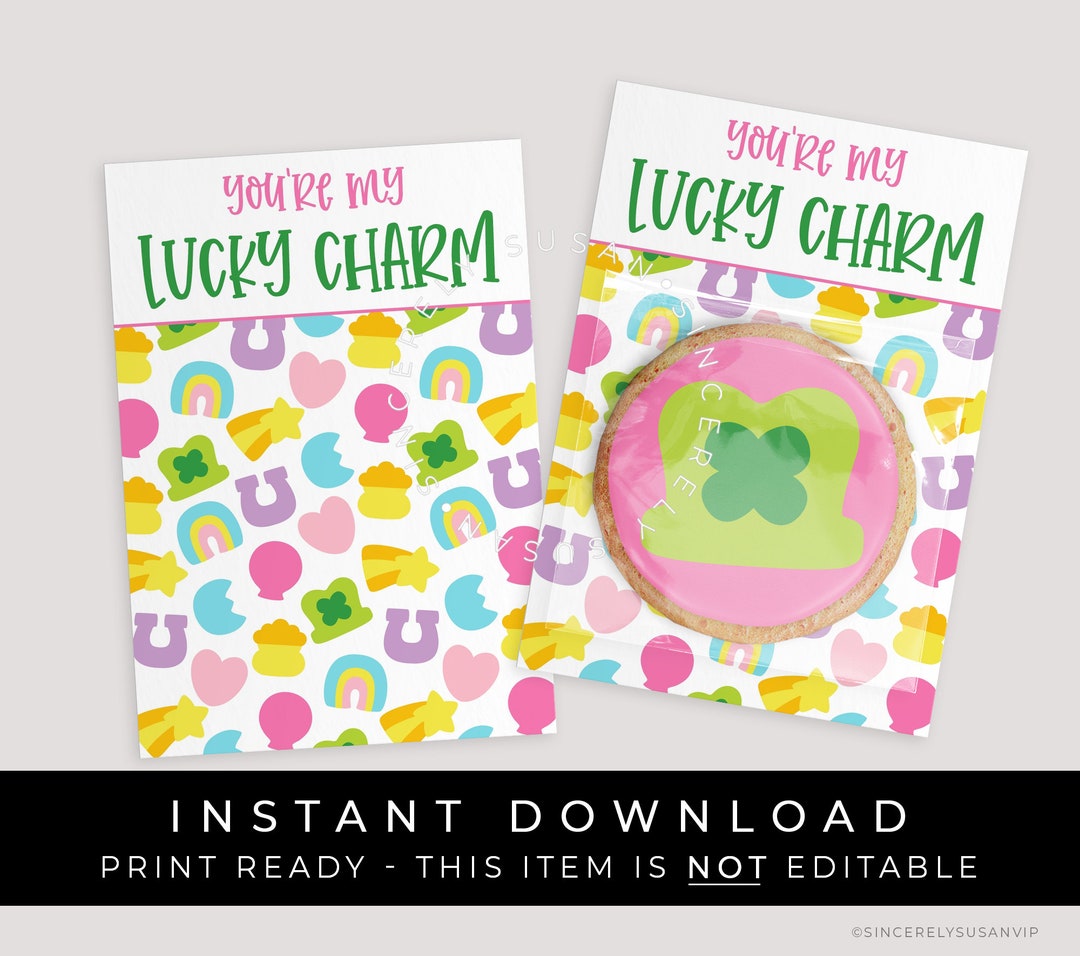 Instant Download You're My Lucky Charm Mini Cookie Card, Printable St ...