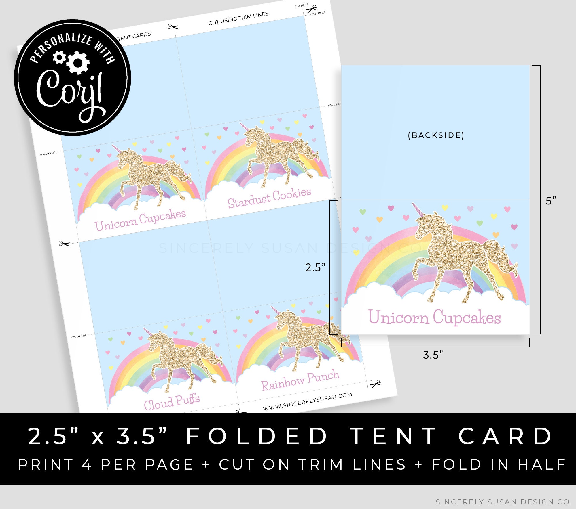 Editable Unicorn Food Tag Buffet Label Tent Place Card Printable ...