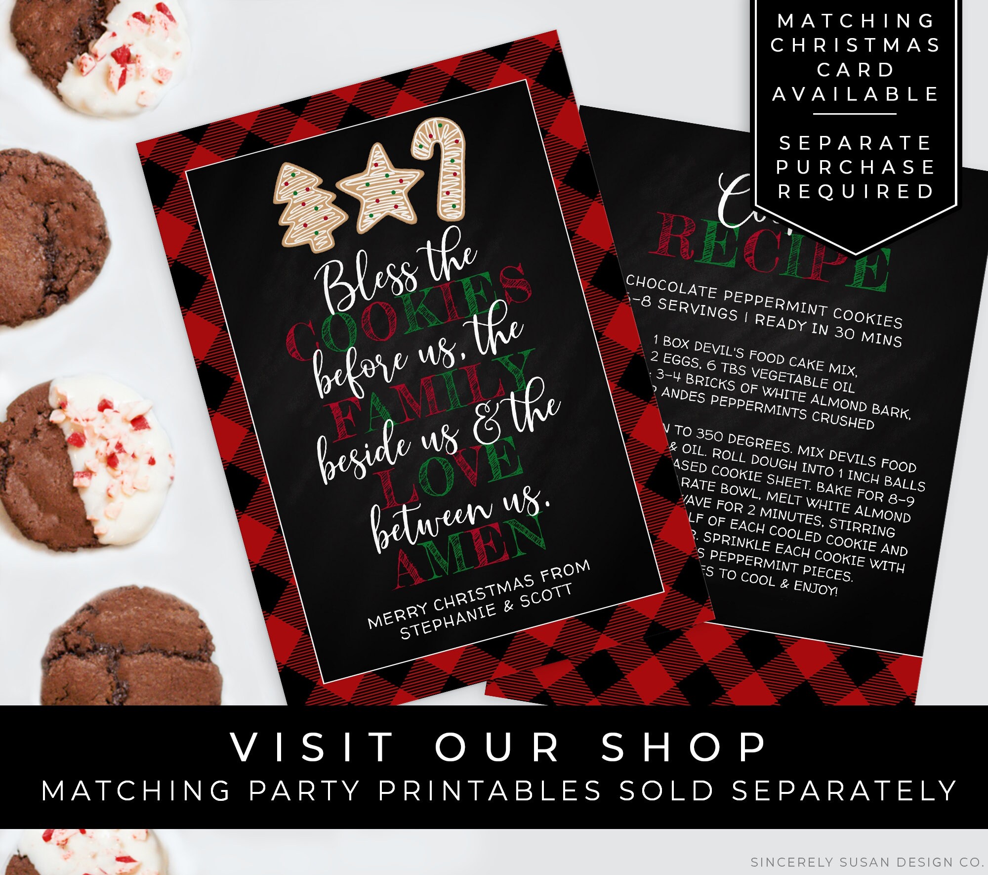 CUSTOMIZABLE Buffalo Plaid Holiday Cookie Gift Tag, Christmas Printable ...