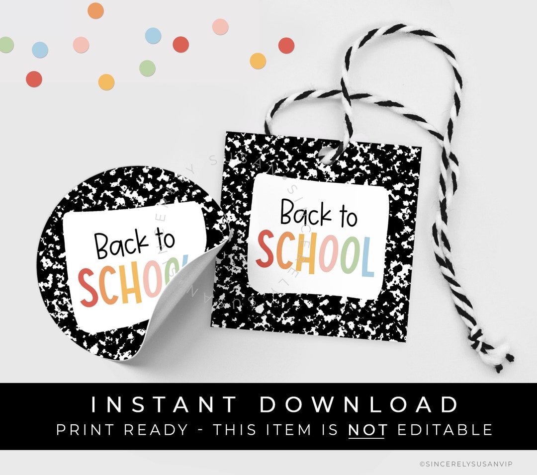 Instant Download Back to School Composition Book Printable Tag, First ...