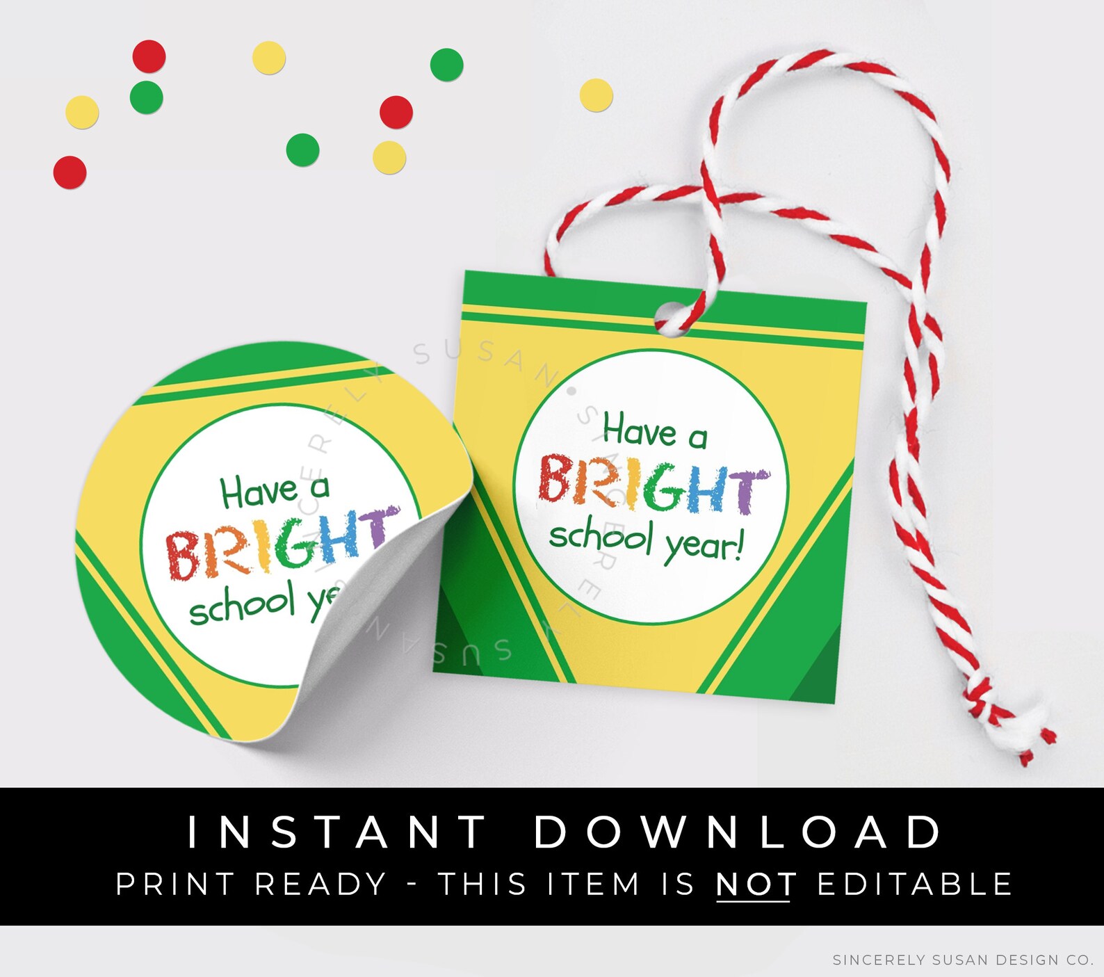 Instant Download Crayons Have a Bright School Year Tag, Back to School ...