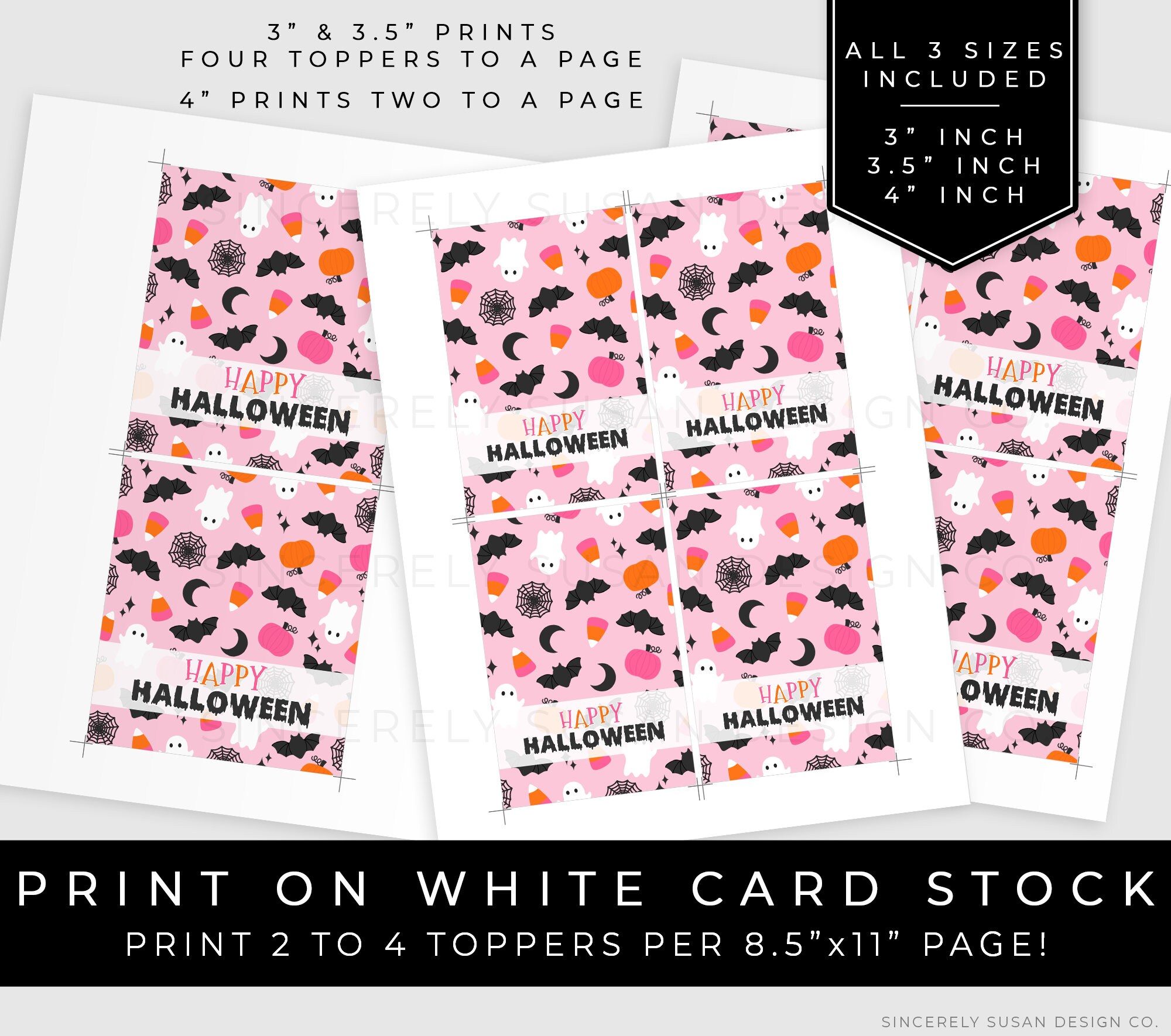 Printable pink halloween treat bag topper halloween party favor ...