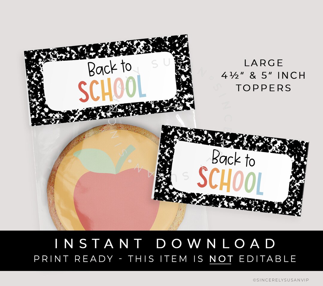 Instant Download Large Back to School Bag Topper, Composition Notebook ...