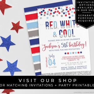Patriotic Thank You Card Birthday Party Printable, Red White Blue Stars ...