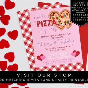 Pink Valentine's Day Pizza Party Favor Tag, Heart Pizza Kids Classroom ...