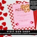 Pink Valentine's Day Pizza Party Favor Tag, Heart Pizza Kids Classroom ...