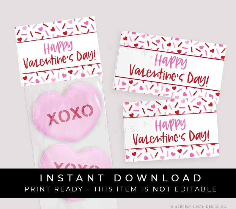 Instant Download Happy Valentine's Day Bag Topper Printable, Sprinkled ...