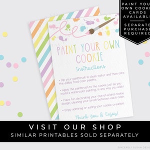 CUSTOMIZABLE PYO Paint Your Own Cookie Kit Instructions Printable Card ...