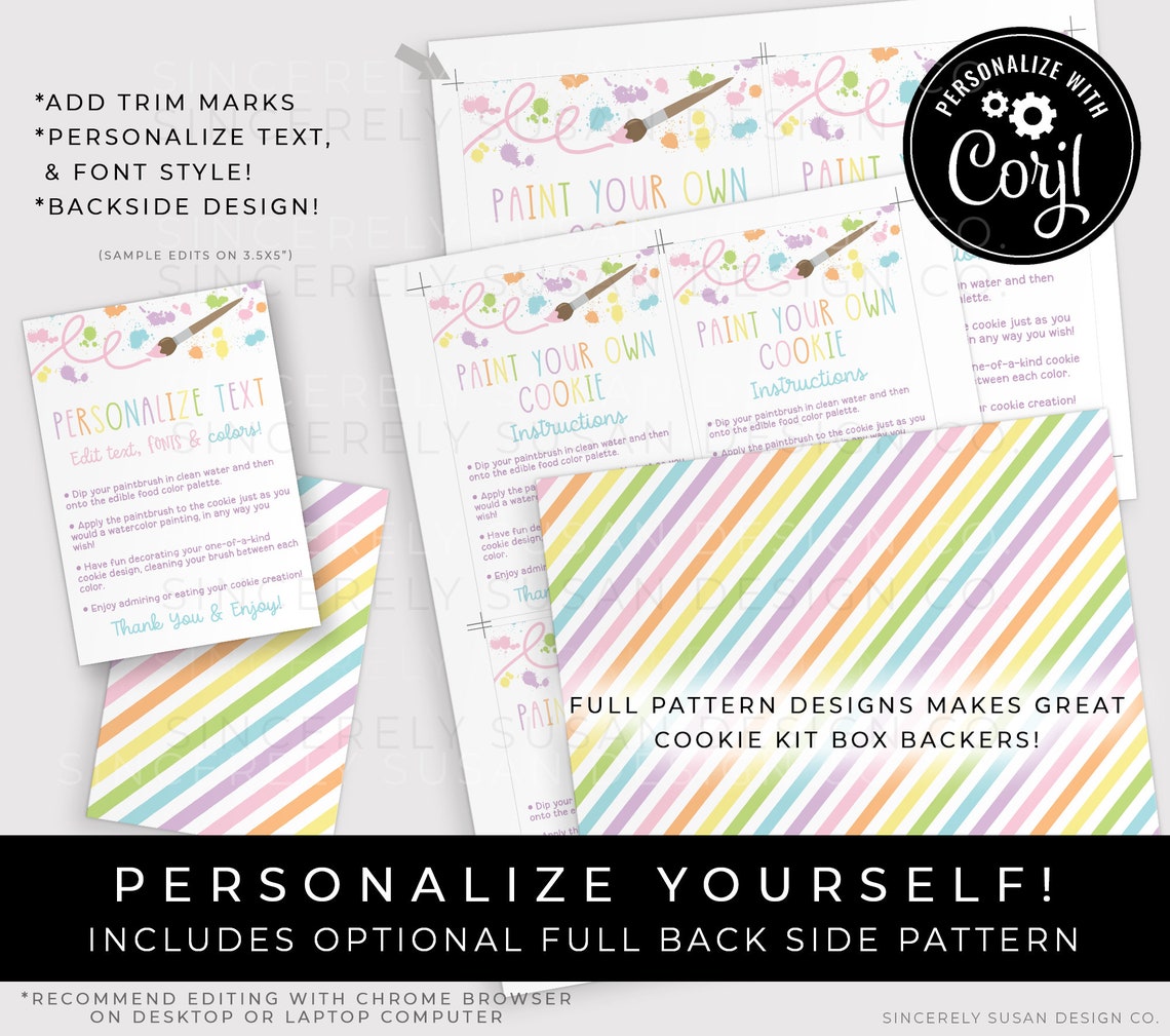 CUSTOMIZABLE PYO Paint Your Own Cookie Kit Instructions - Etsy