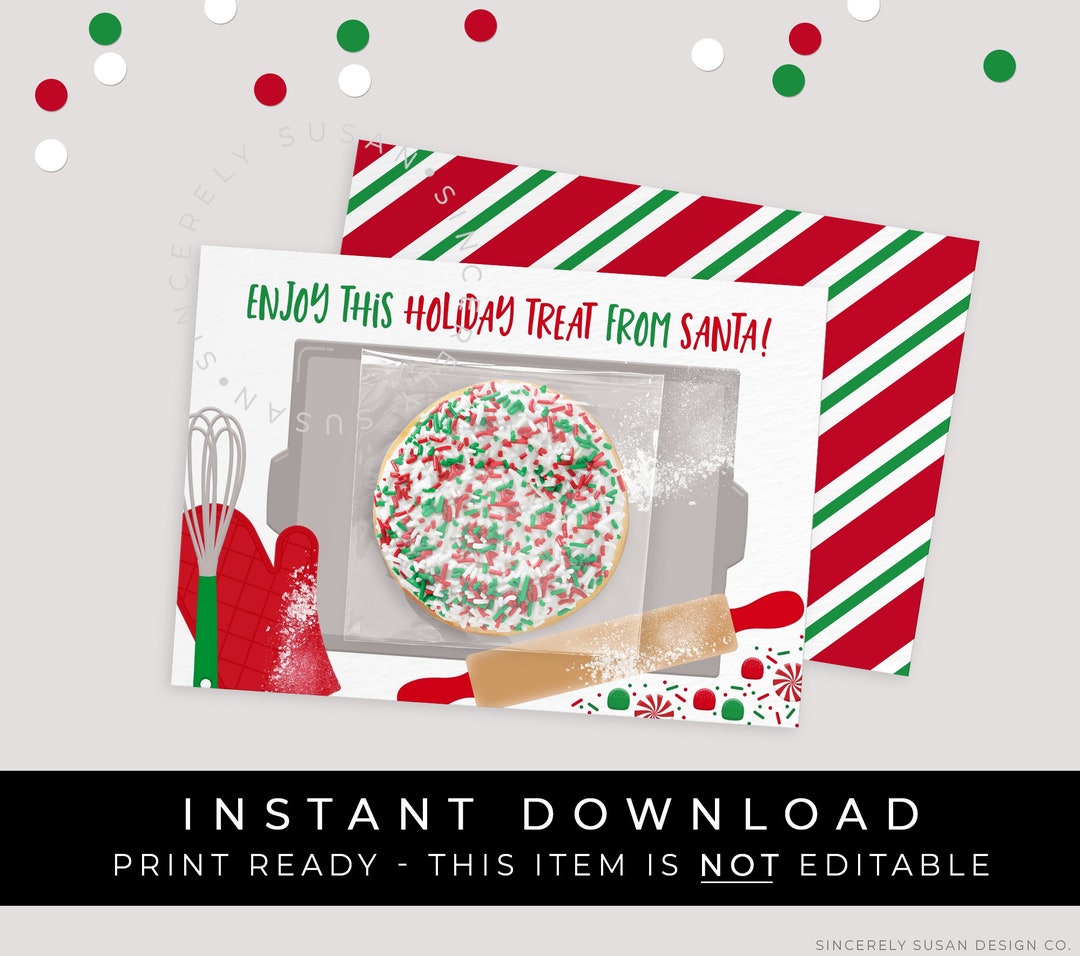 Instant Download Santa Mini Cookie Card Printable, Christmas Cookie ...