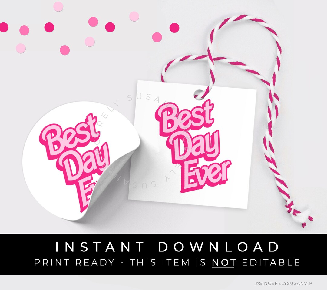 Instant Download Pink Best Day Ever Printable Tag, First Day of School ...
