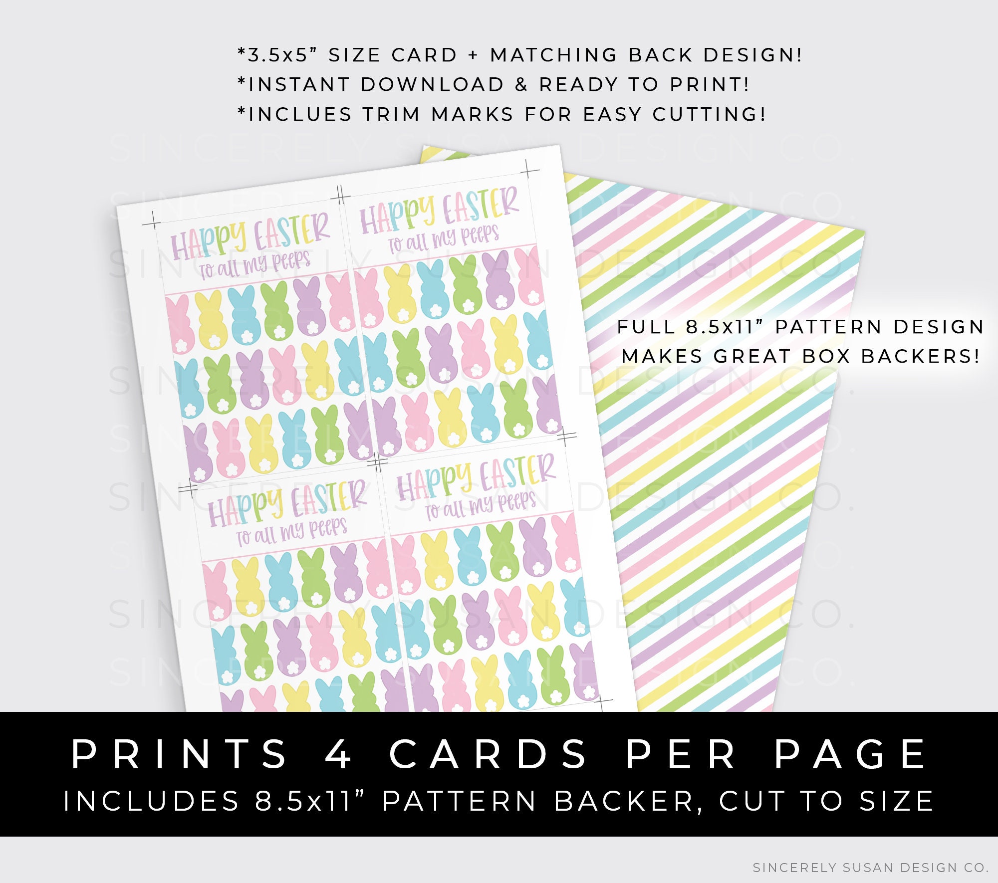Instant Download Happy Easter to My Peeps Mini Cookie Cards, Printable ...